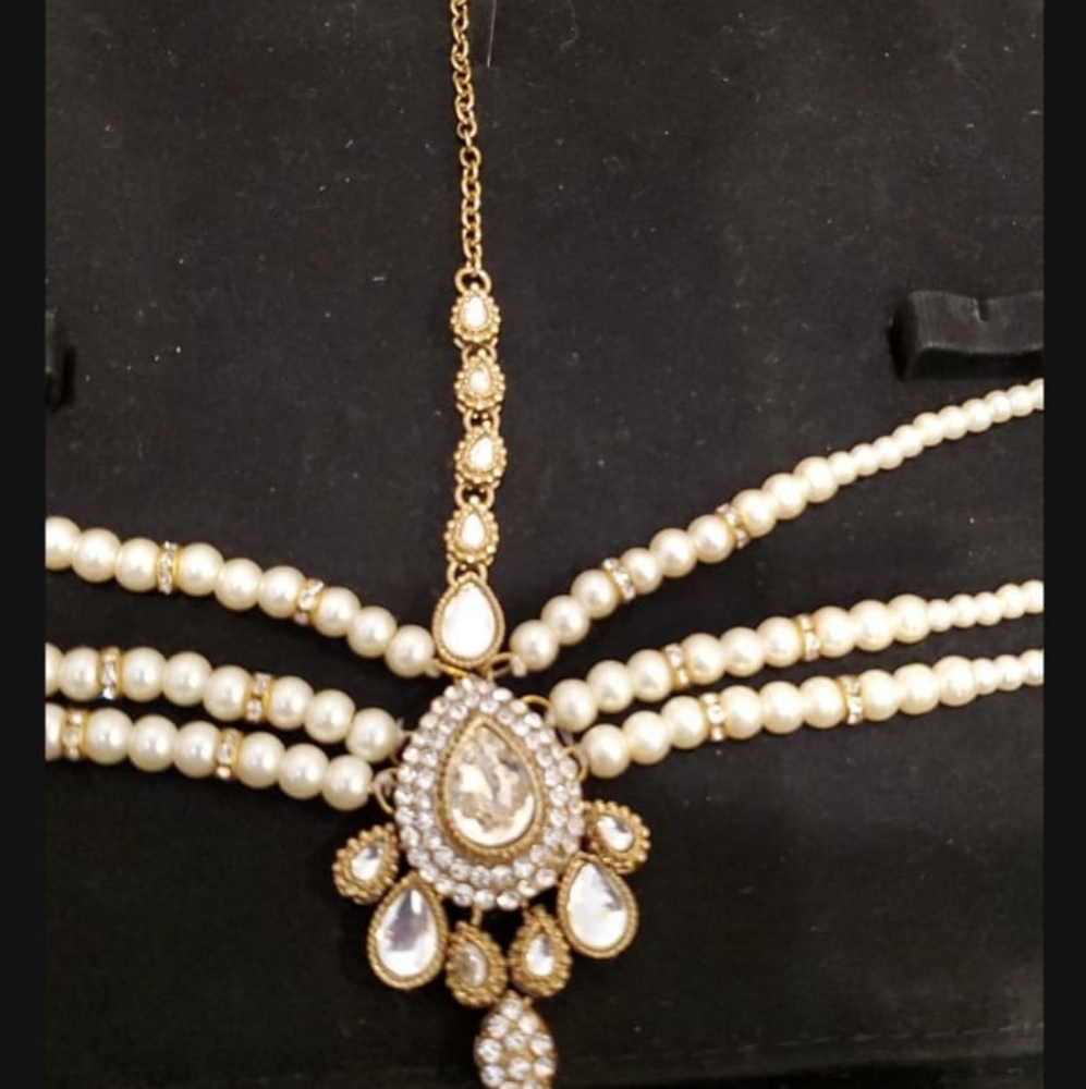 Pearl Headpiece Tikka Pakistani Indian Jewelry - Gem